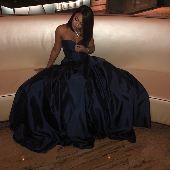 Dresses | Navy Blue Rihanna Inspired Prom Dress | Poshmark